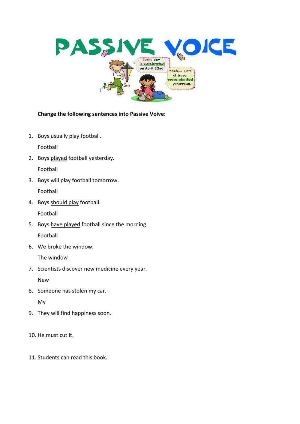 Passive Voice online exercise for Year 8 | Live Worksheets