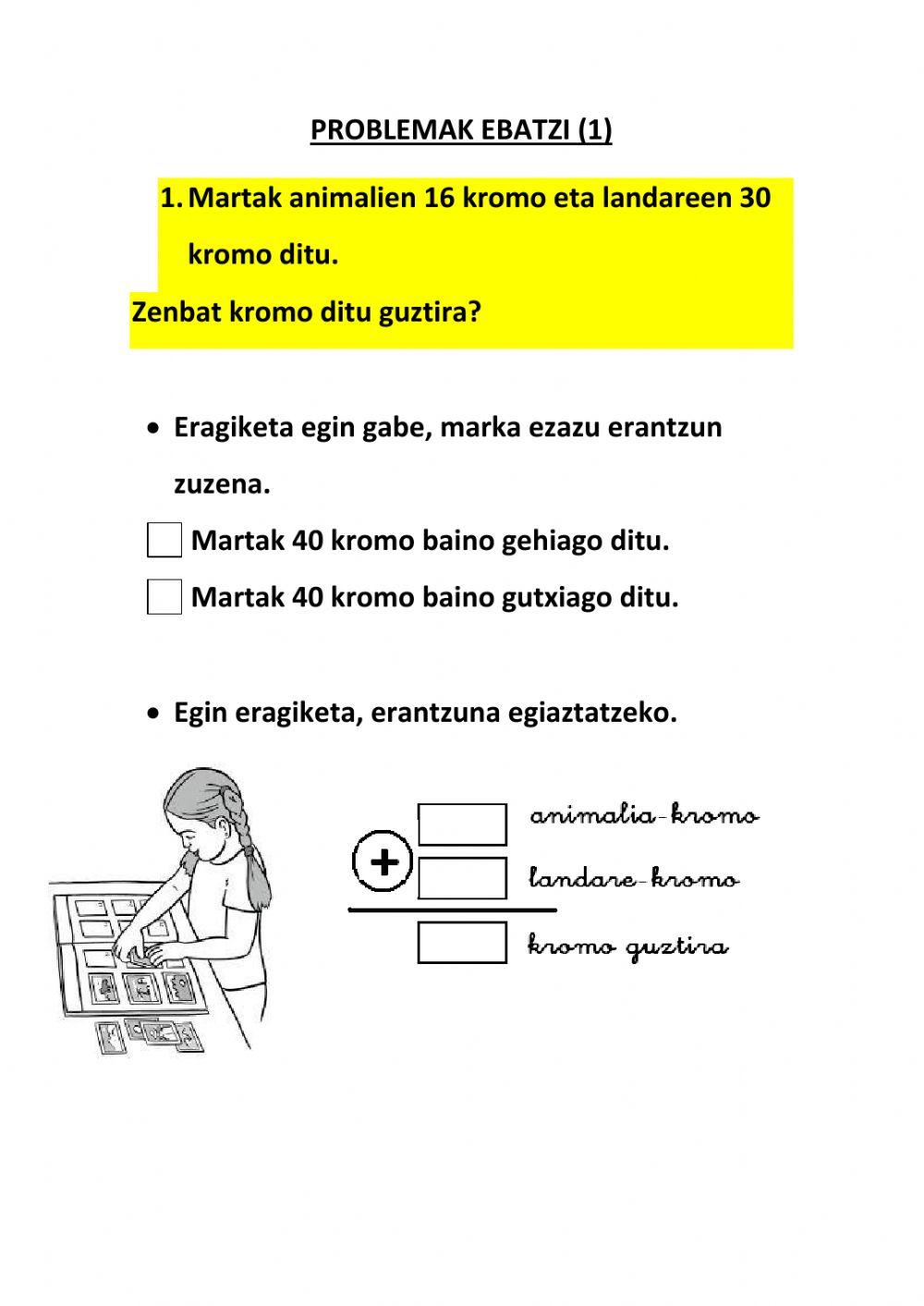 Problemak ebatz… | Free Interactive Worksheets | 221028