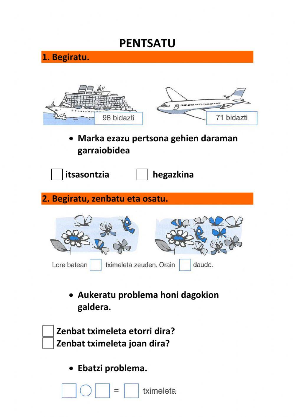 Problemak ebatzi 2 worksheet | Live Worksheets