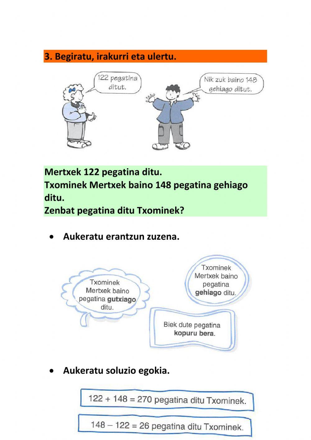 Problemak ebatzi 2 worksheet | Live Worksheets