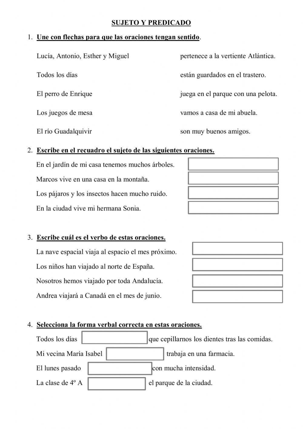 Ficha De Actividad Ejercicios De Sujeto Predicado Y Verbos Dcf – eroppa