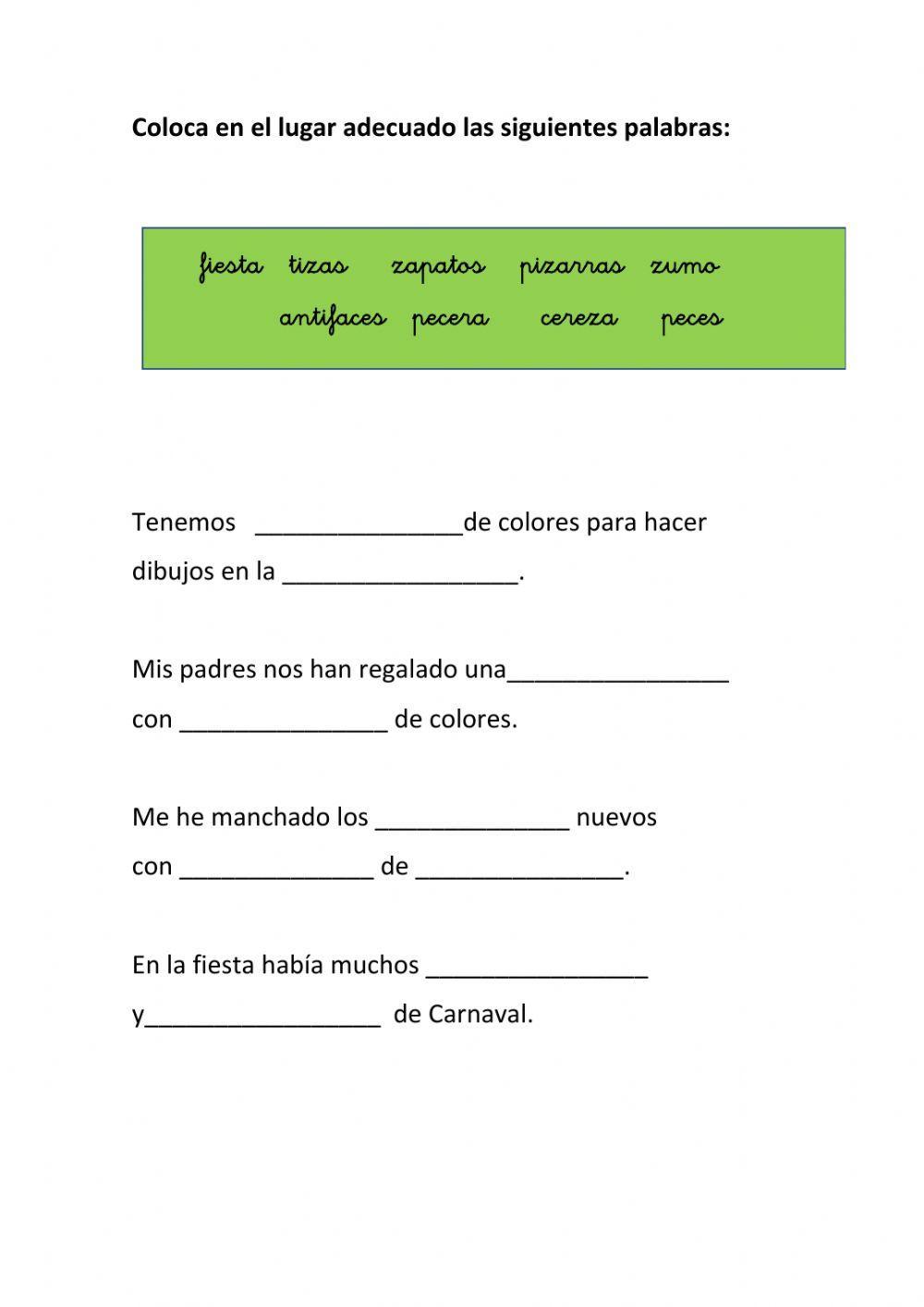 Completar las f… | Free Interactive Worksheets | 221100