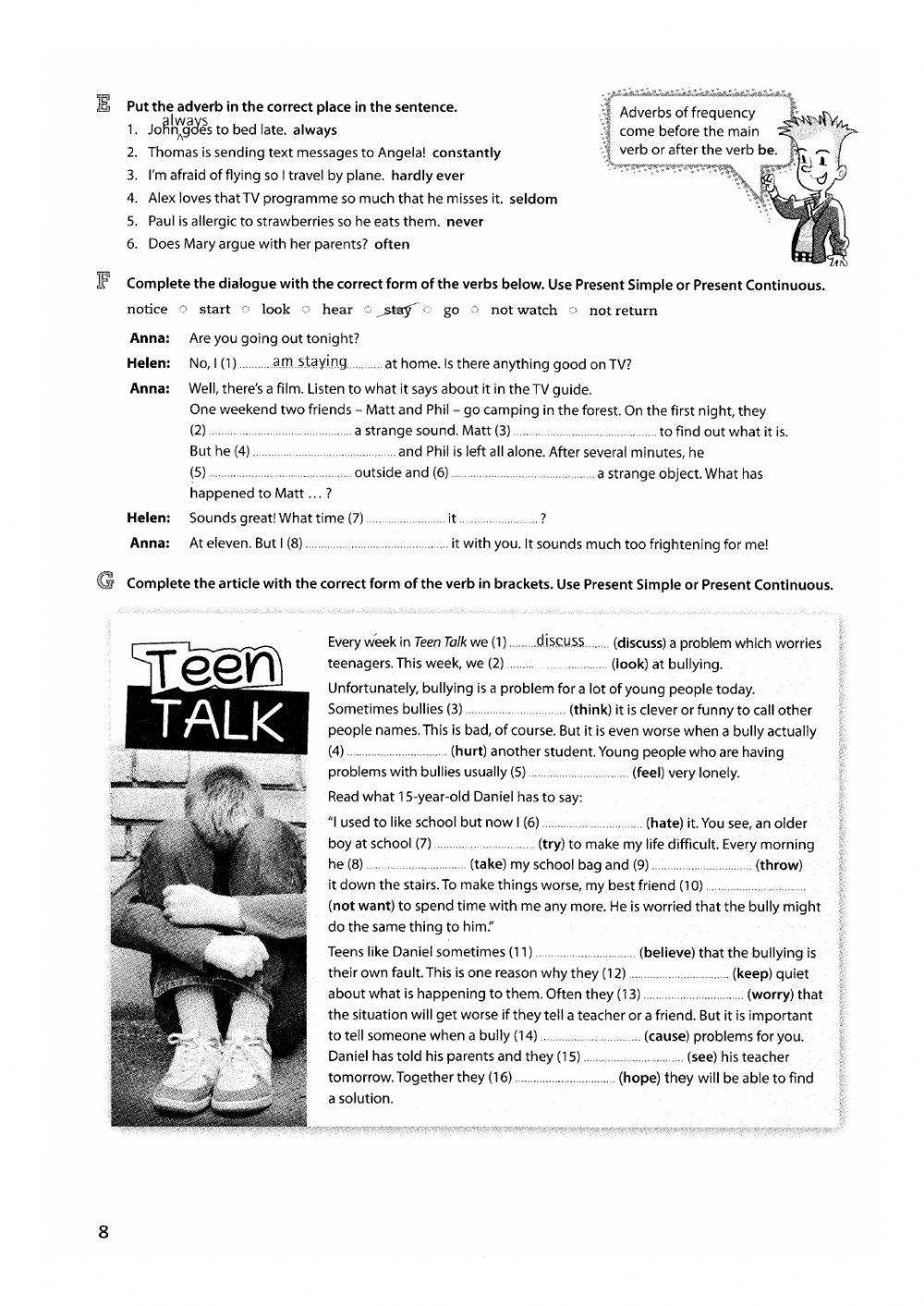 Simple Present&Cont,Stative worksheet | Live Worksheets