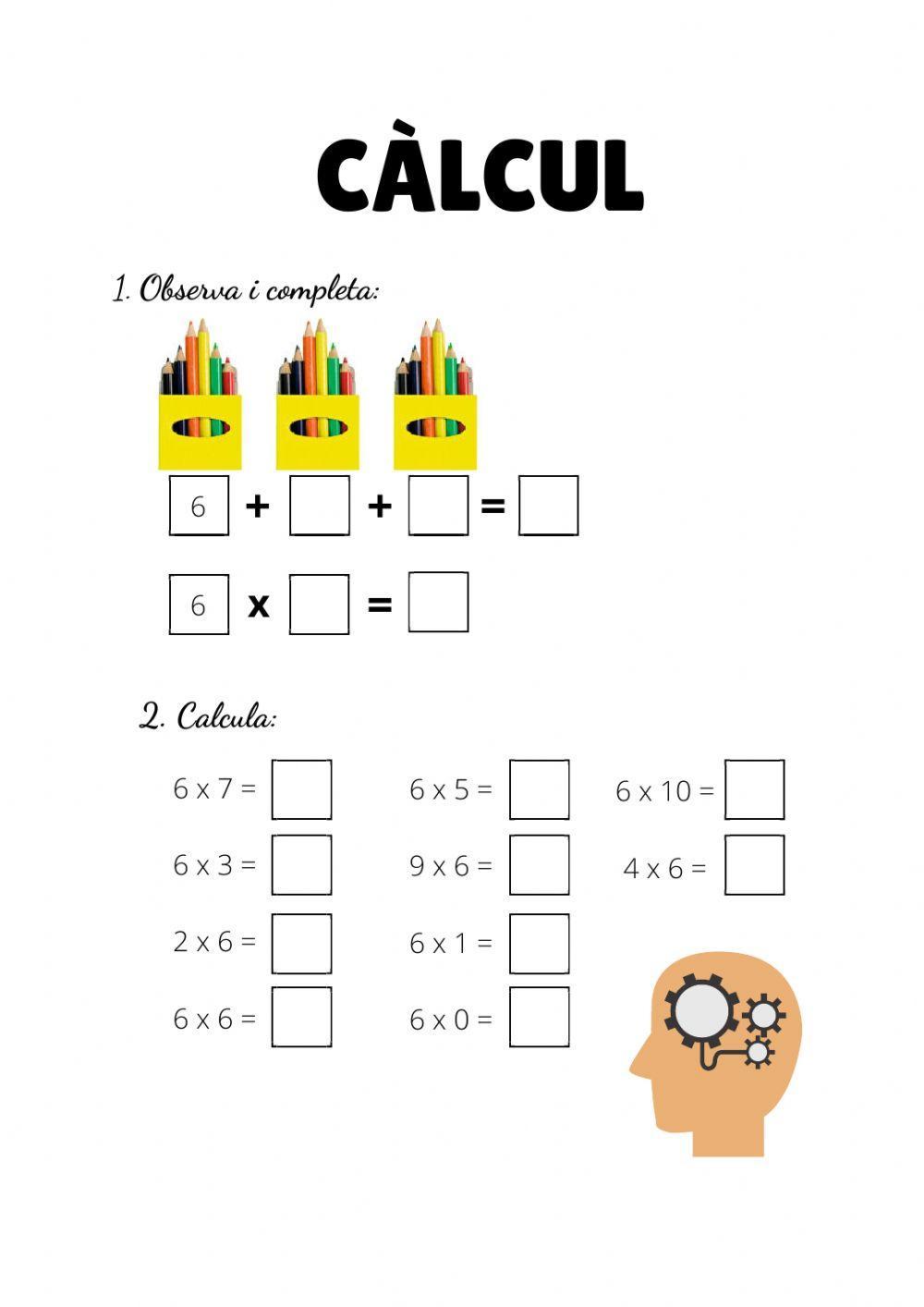 Càlcul Matemàtiques exercise | Live Worksheets