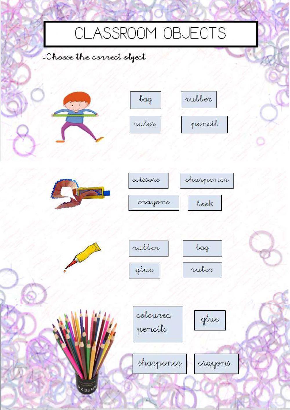 Classroom objects 221293 | MÁngelesP | Live Worksheets