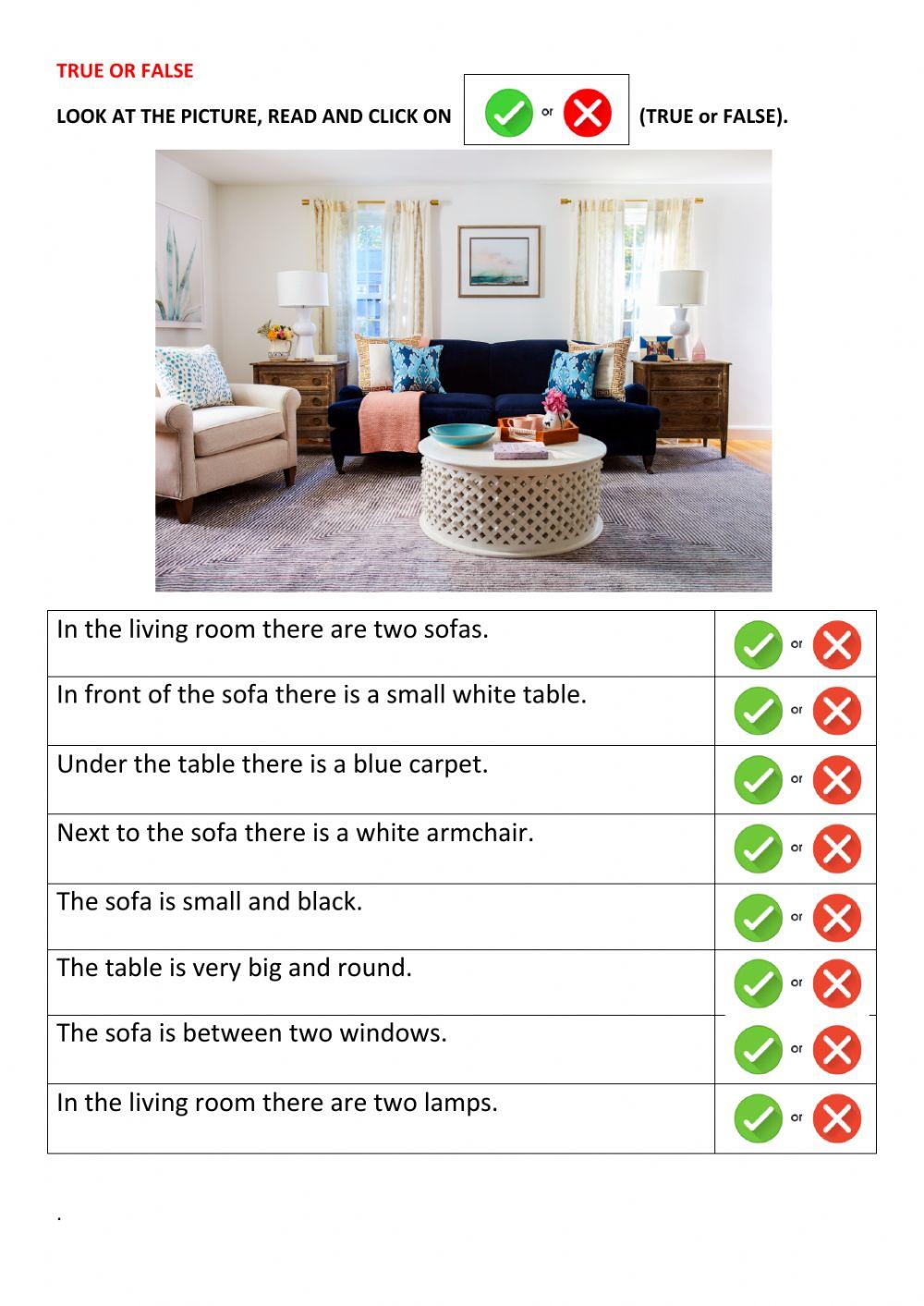 Room description online exercise for | Live Worksheets
