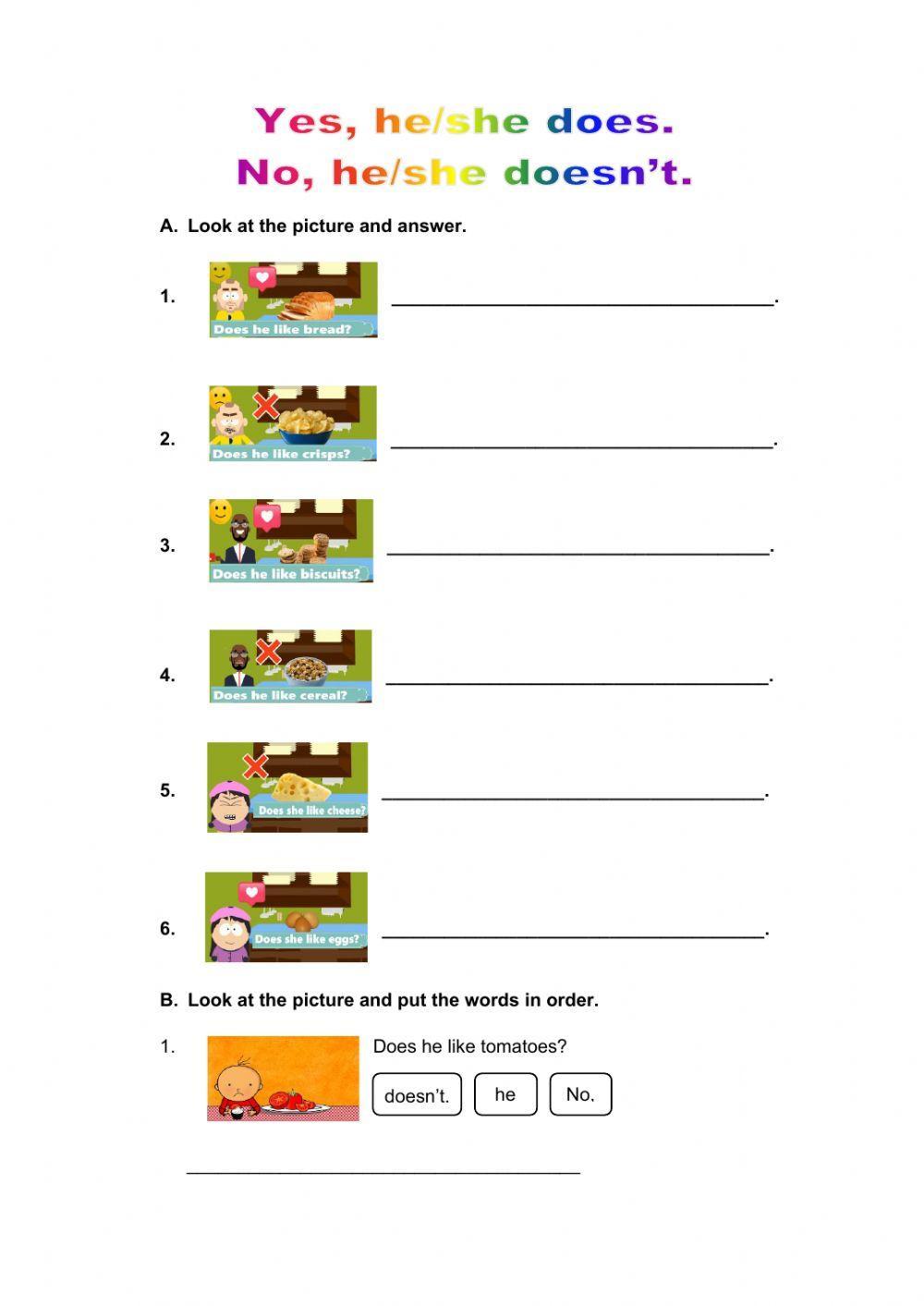 Short answers (He-she) worksheet | Live Worksheets