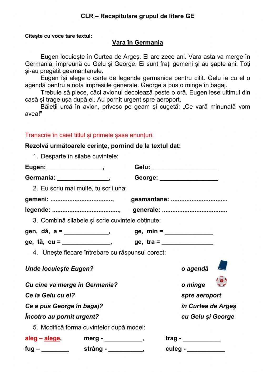 Recapitulare ge worksheet | Live Worksheets