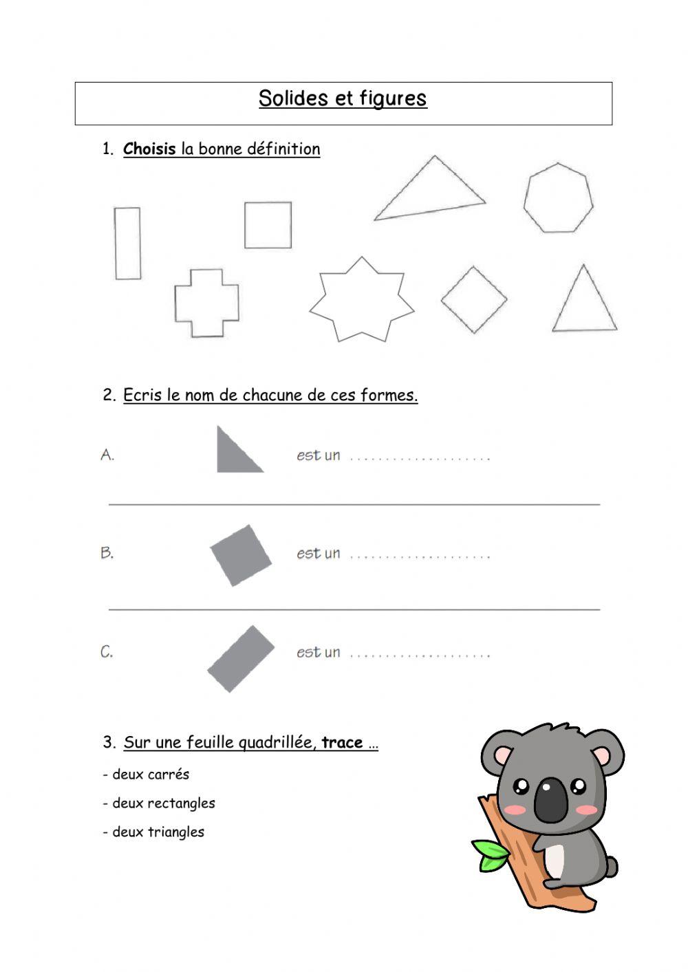 Des surfaces 222333 | FannyW | Live Worksheets