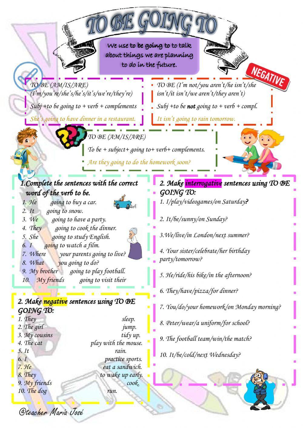 To be going to | Free Interactive Worksheets | 222586