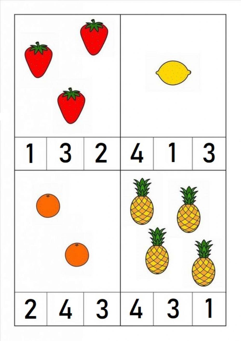 Associazione numero-quantità da 1 a 4 worksheet | Live Worksheets