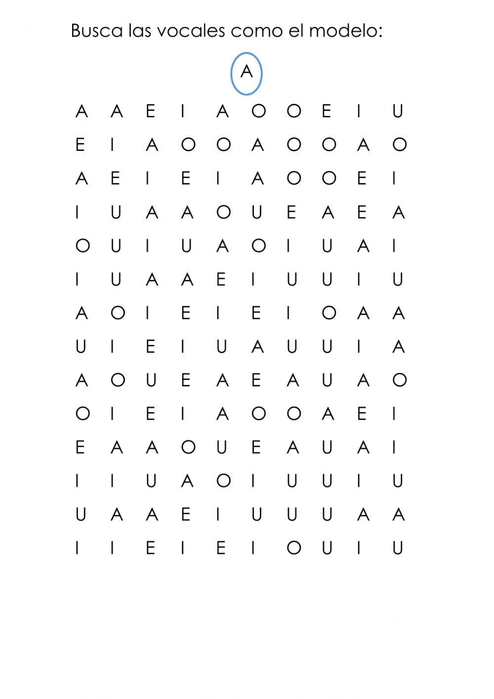 Vocal A interactive activity for Básico | Live Worksheets