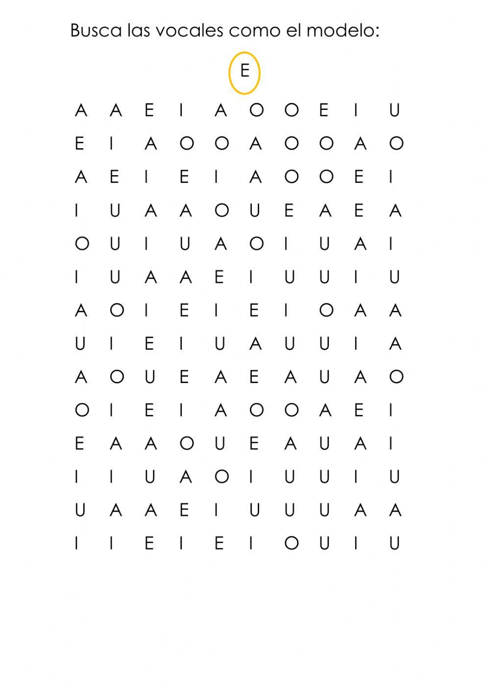 Vocal E activity for basico | Live Worksheets