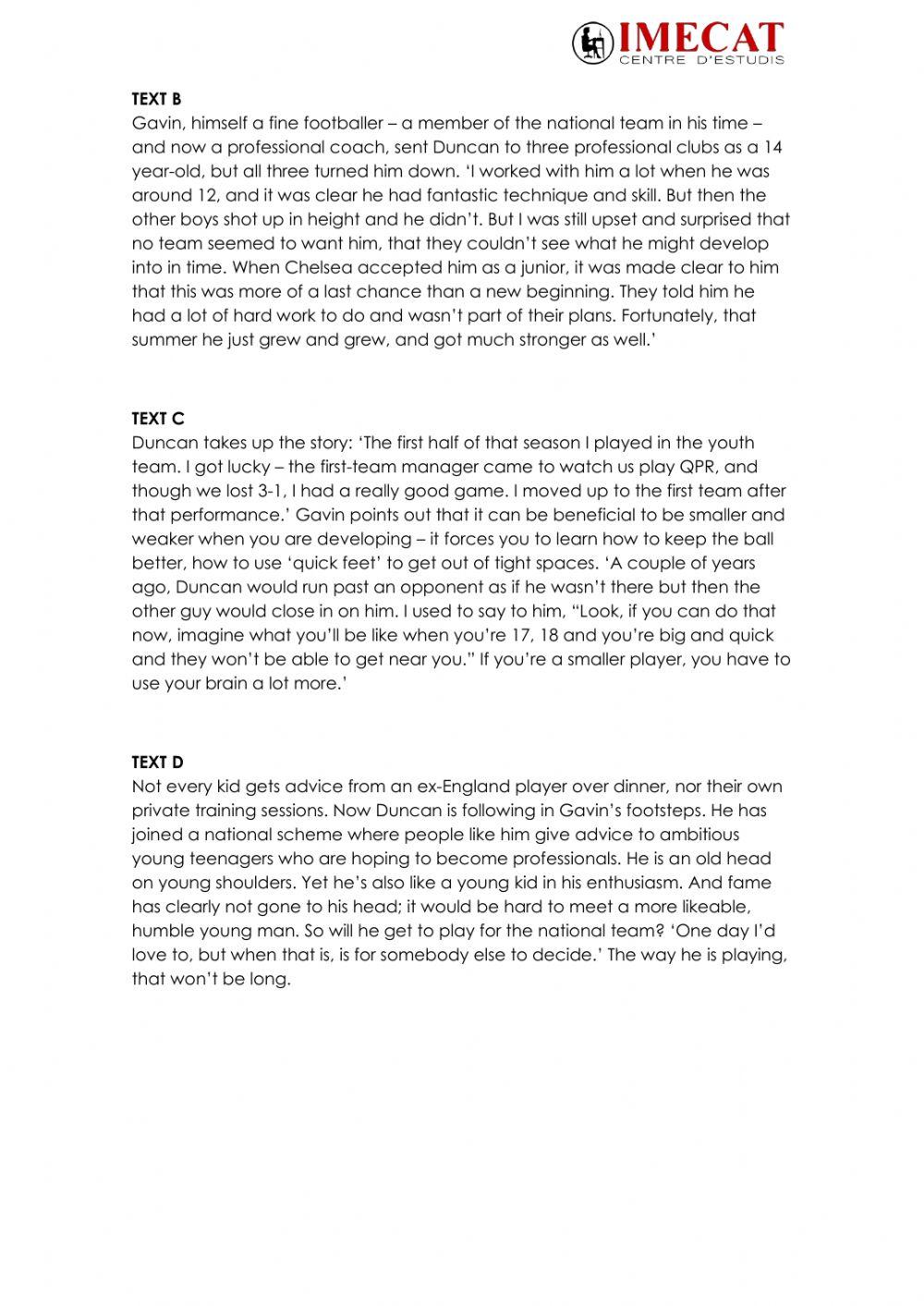 Fce - reading 1 - part 7 worksheet | Live Worksheets