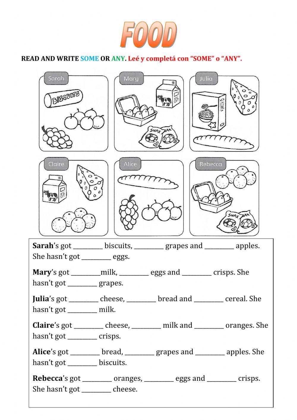 Food - Some-Any | Free Interactive Worksheets | 223677
