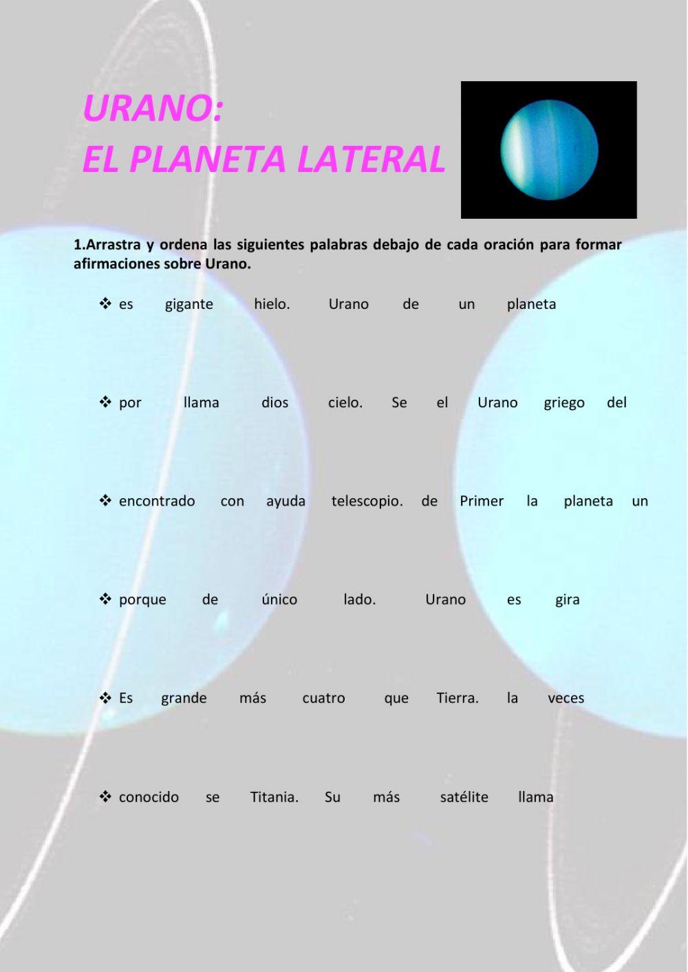 Planeta Urano interactive worksheet | Live Worksheets