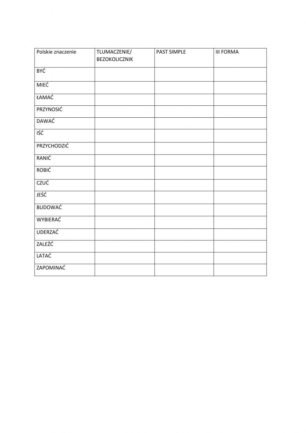 Irregular verbs be- hurt online exercise for | Live Worksheets