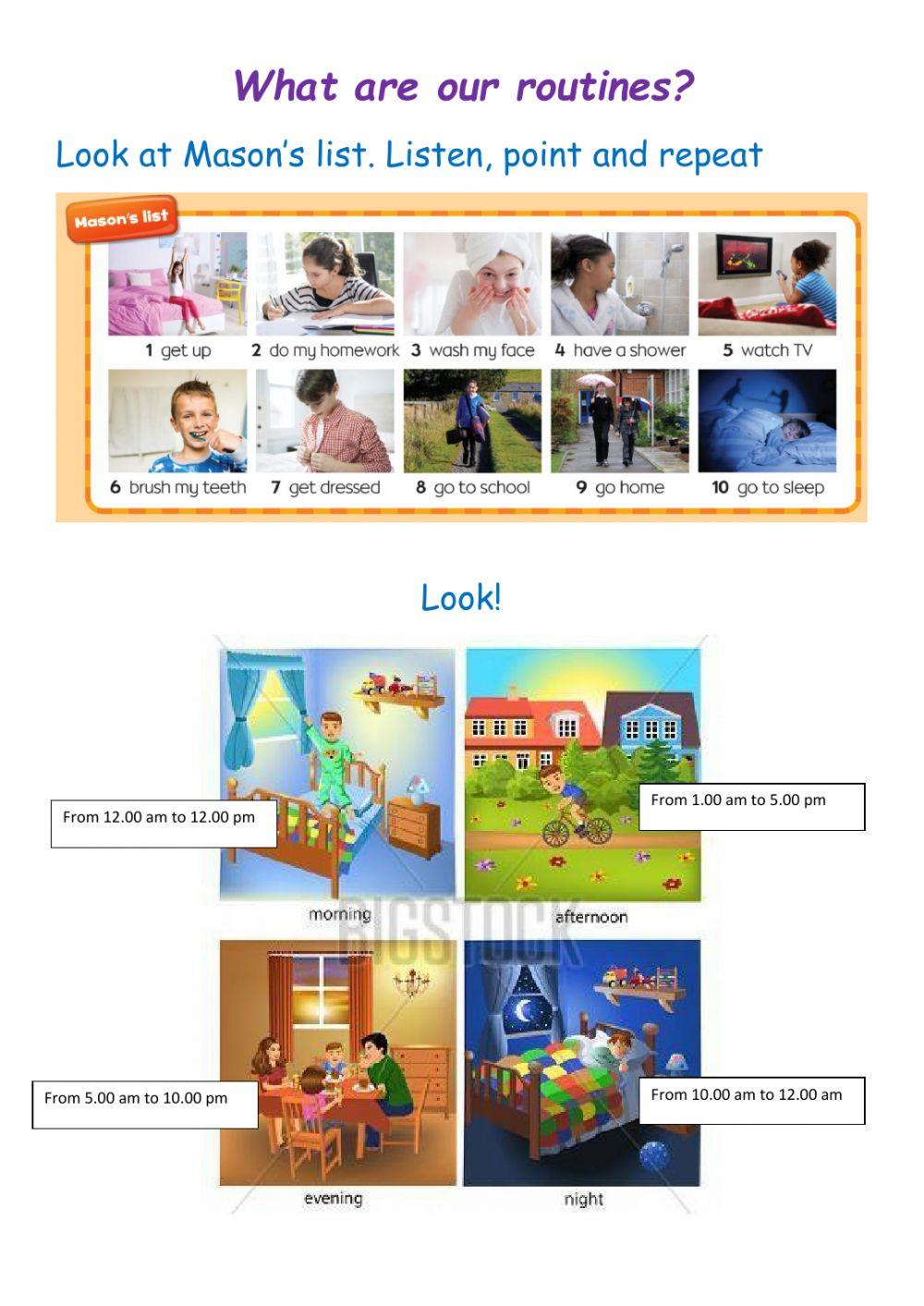 Routines online exercise for kids | Live Worksheets