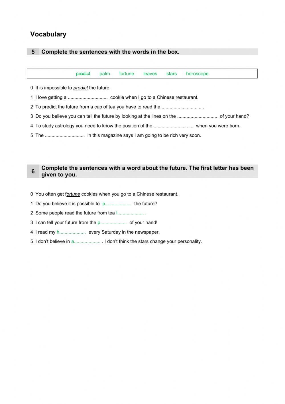 Test Future Simple-Fortune Telling Vocab 224002