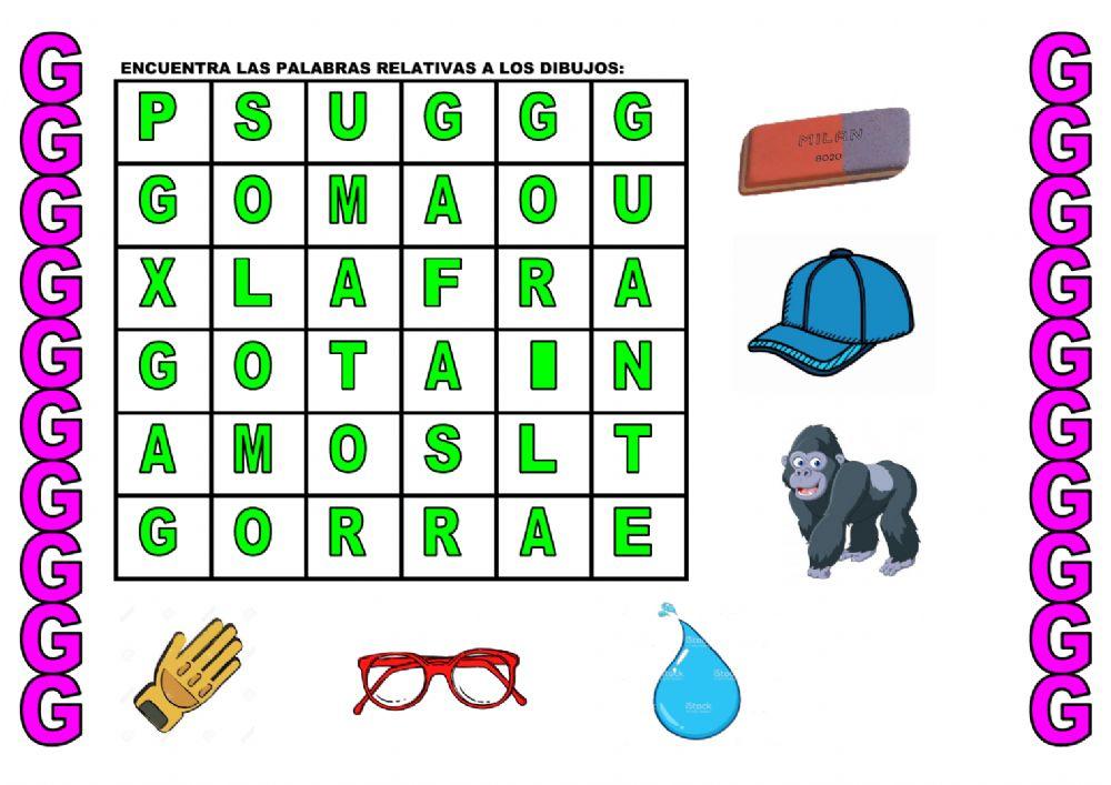 Palabras con g exercise | Live Worksheets