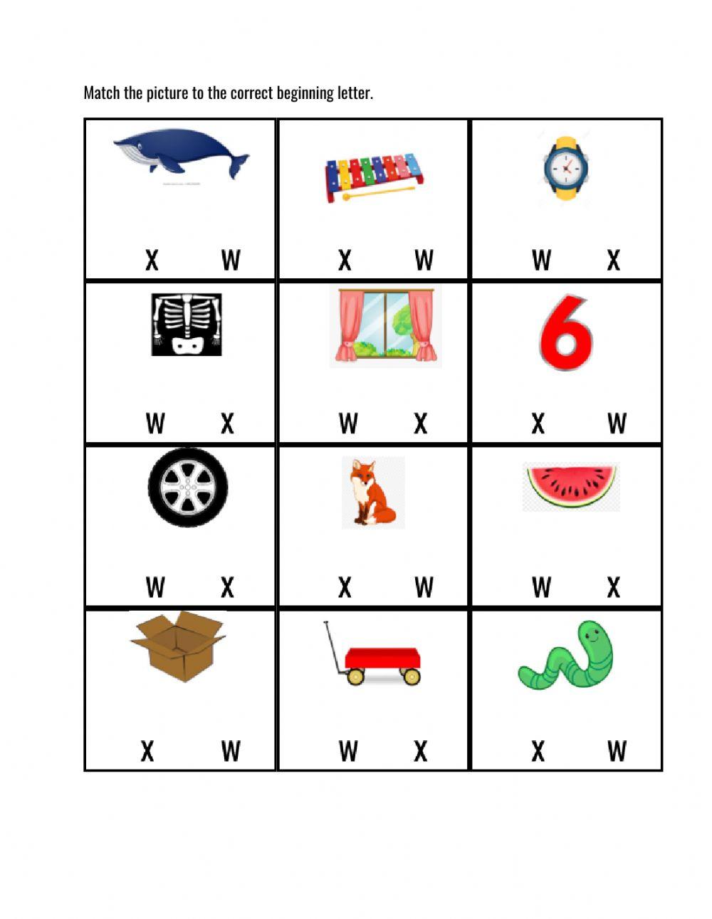 224619 | Letter Ww and letter Xx worksheet Week 17