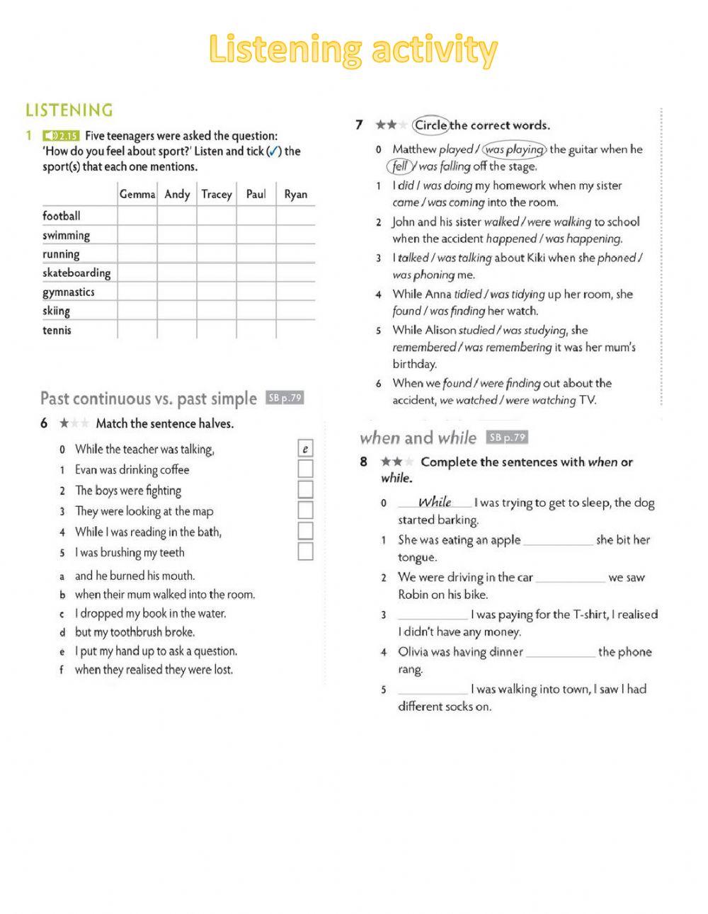 Past continuous online pdf worksheet | Live Worksheets