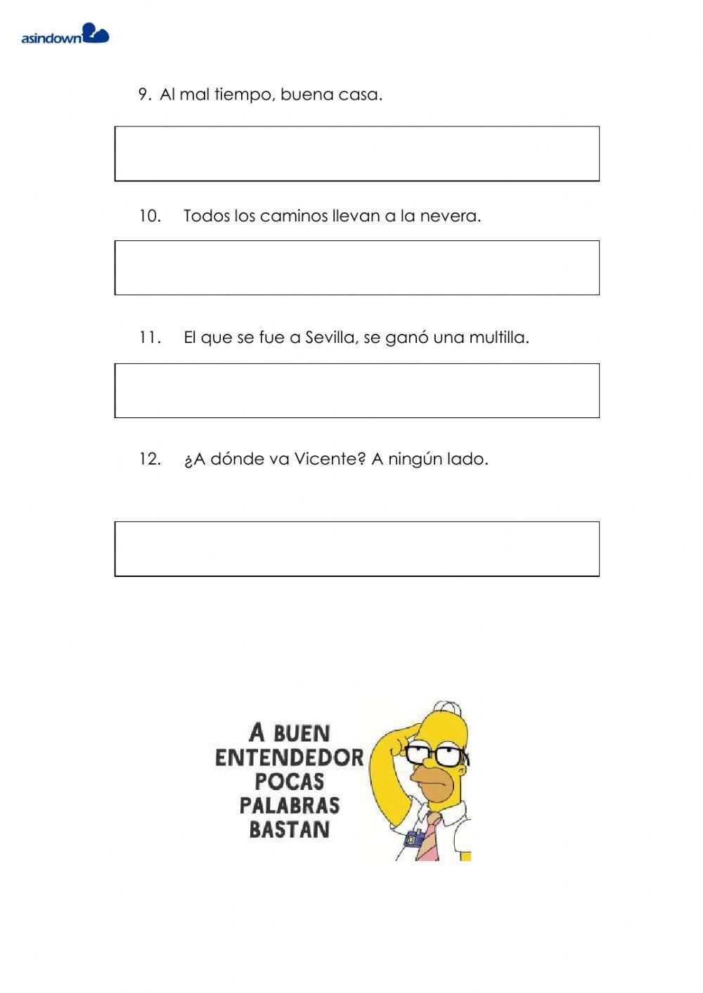 Refranes online activity | Live Worksheets