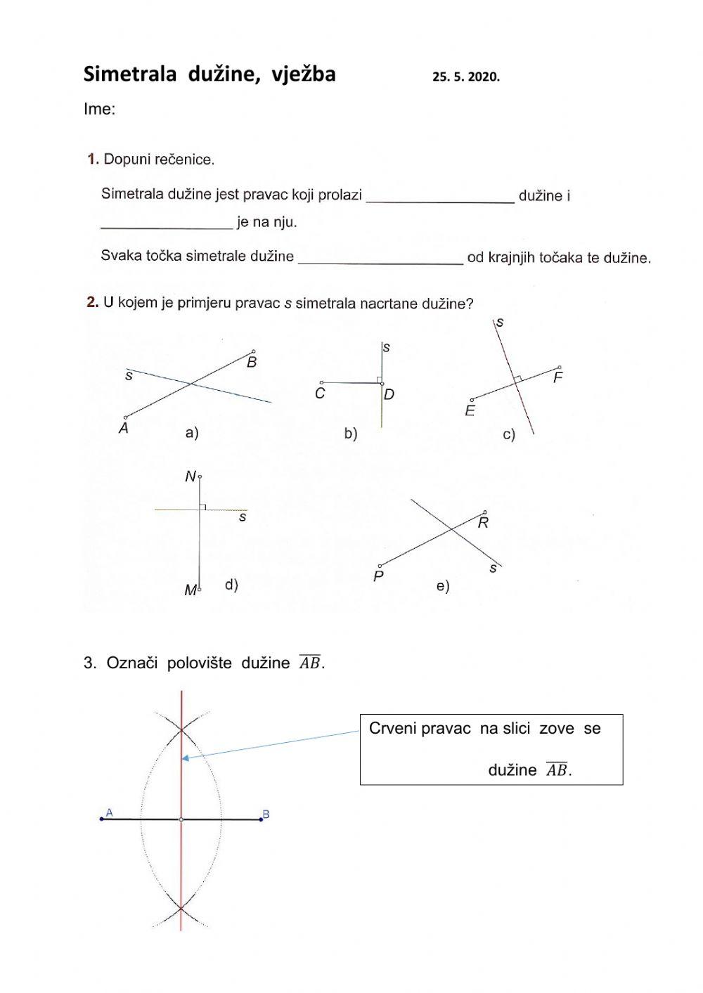 Simetrala duzine worksheet | Live Worksheets