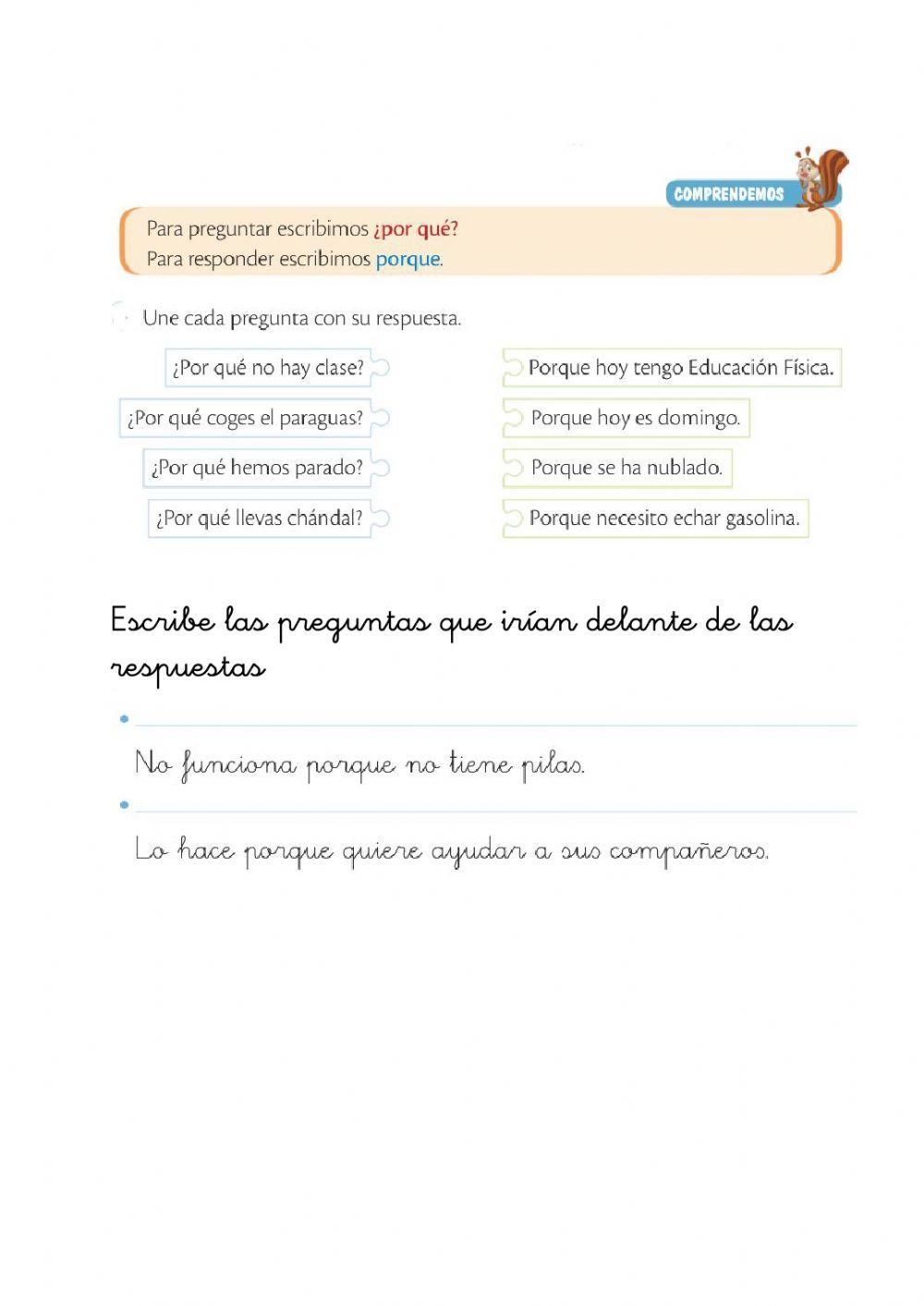 Por qué y porque activity | Live Worksheets