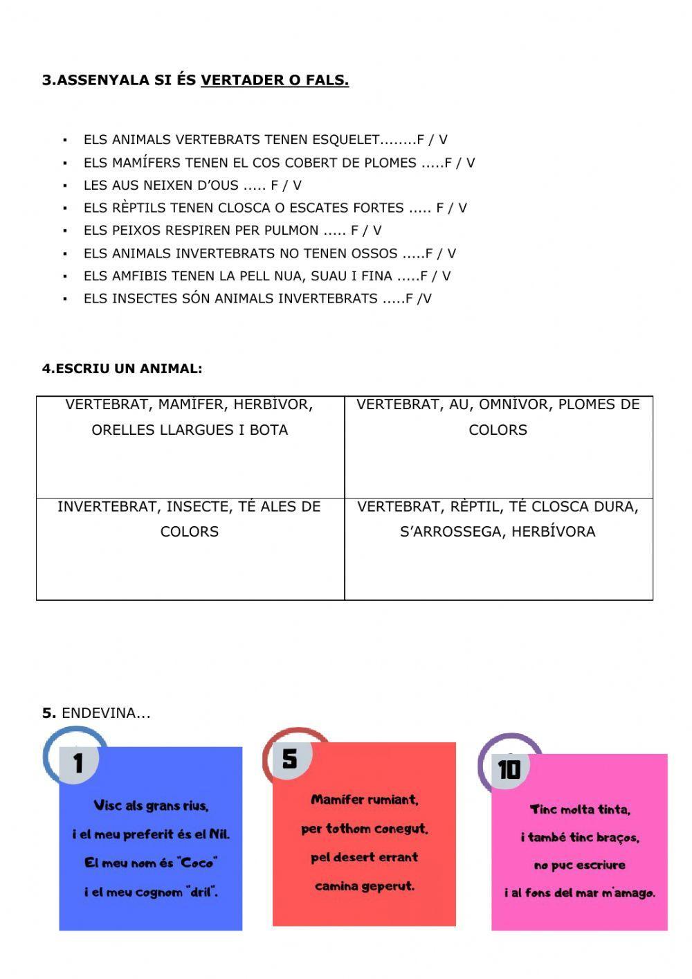 Els animals | mariaosuna | Live Worksheets