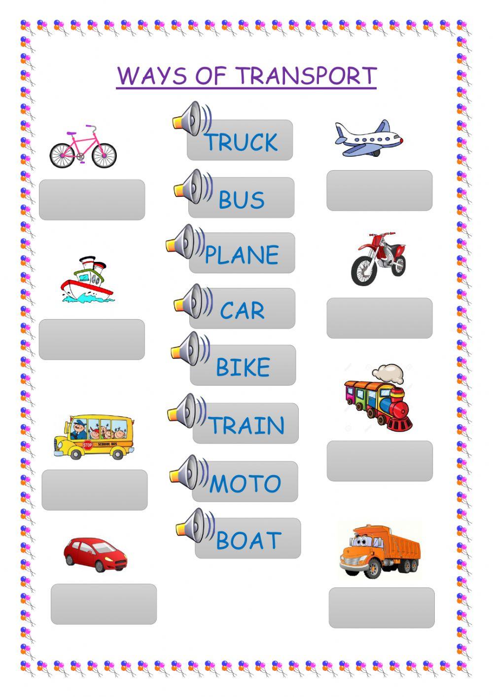 Ways of transport worksheet | Live Worksheets