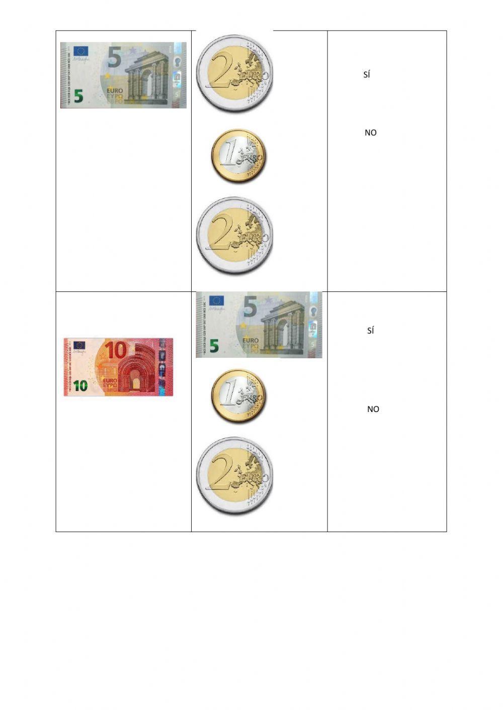 Euros online activity for 1º y 2º | Live Worksheets