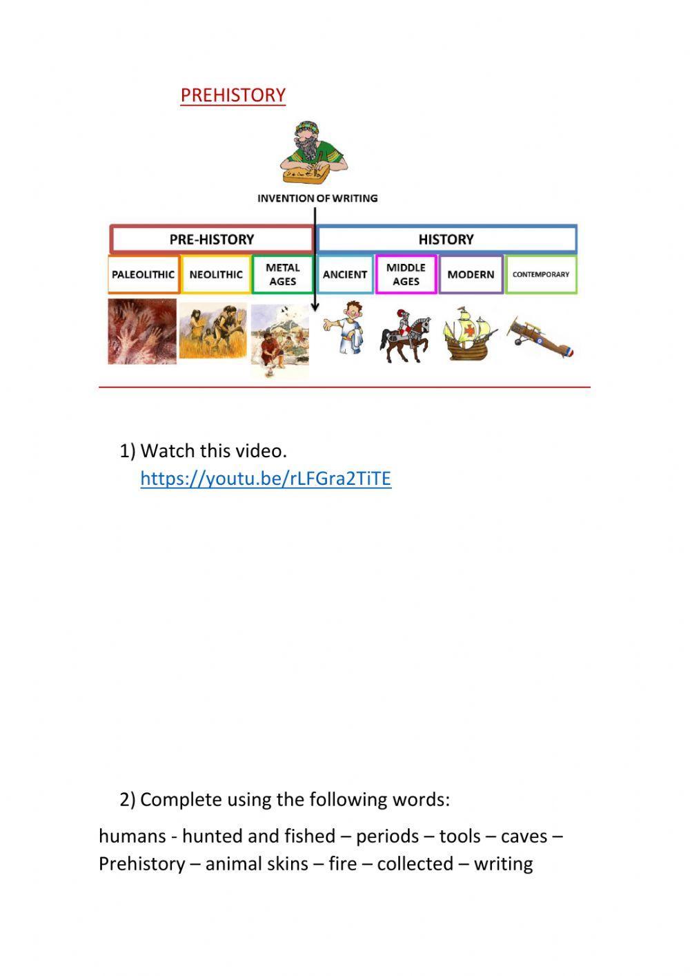 Prehistory | Free Interactive Worksheets | 226696