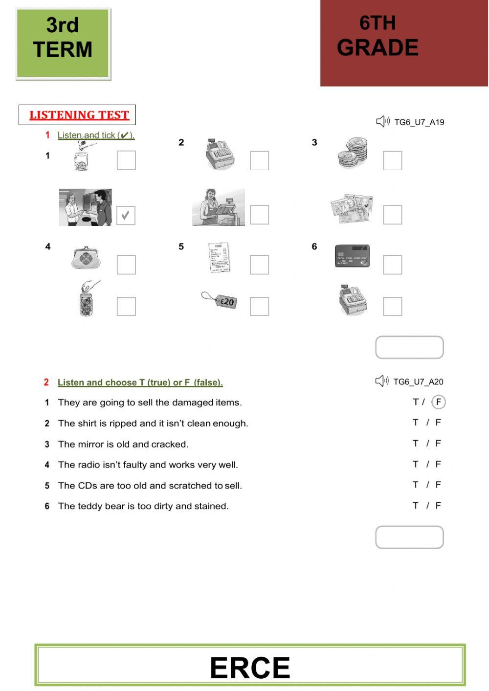 Listening comprehension test activity | Live Worksheets