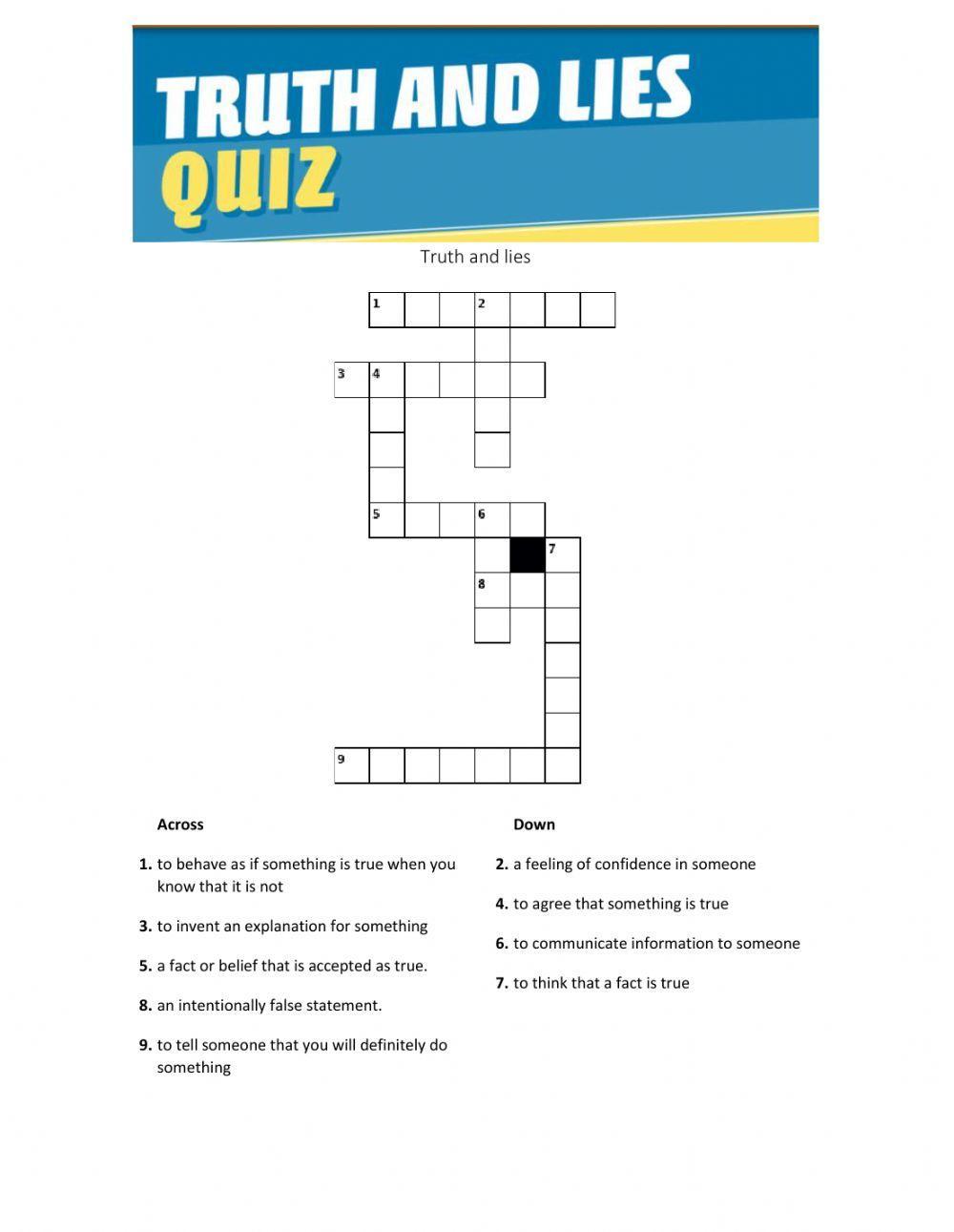 Truth and lies | Free Interactive Worksheets | 227596