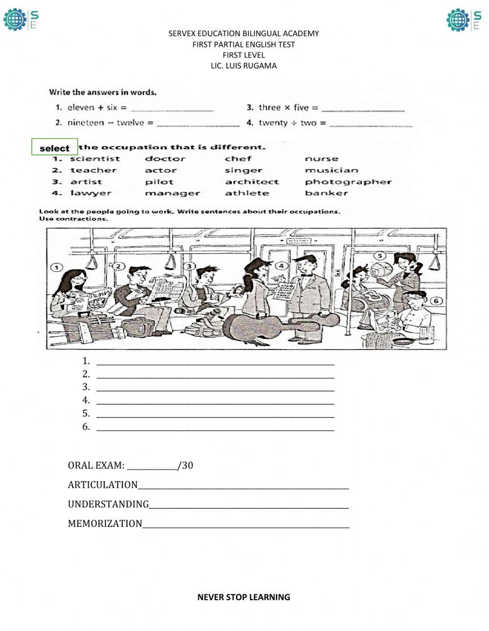213364 | First level test | TEACHER RUGAMA