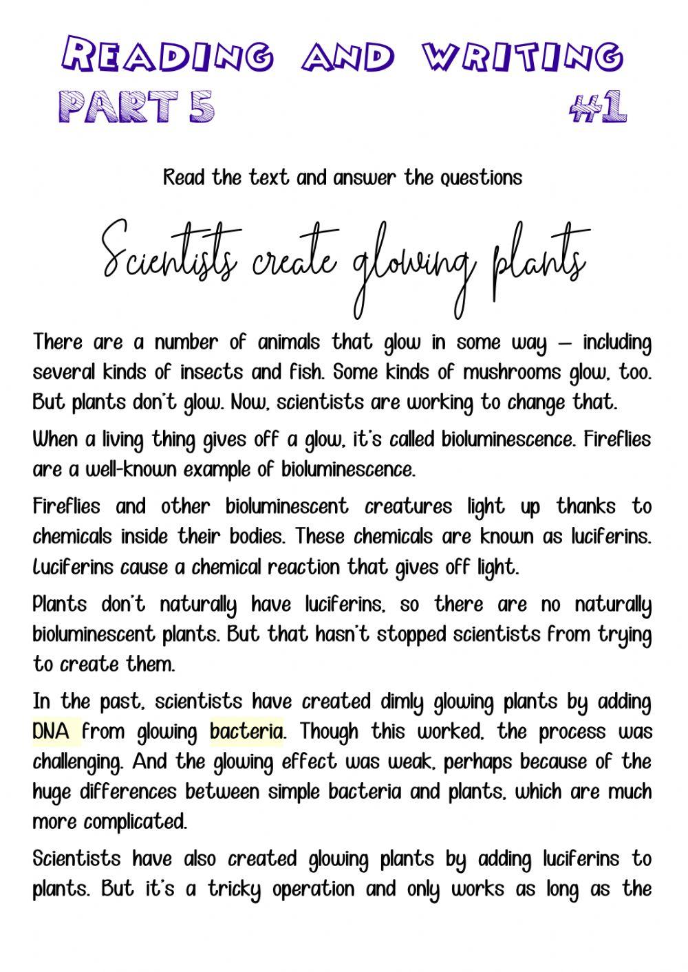 Reading and writing 5-01 worksheet | Live Worksheets