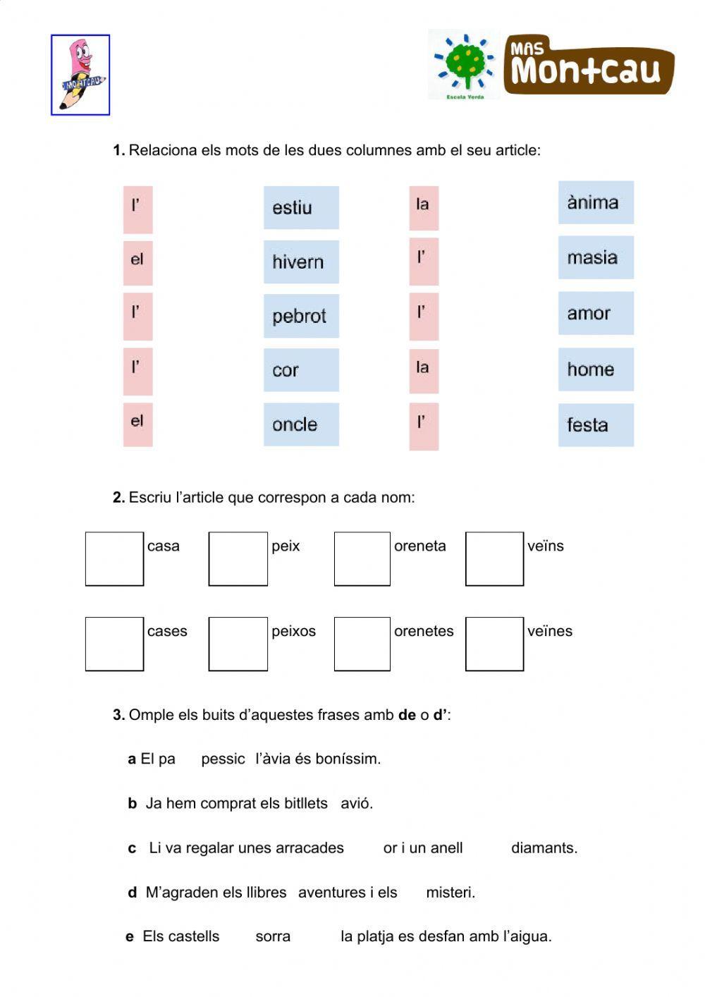 L'apòstrof | Free Interactive Worksheets | 228529