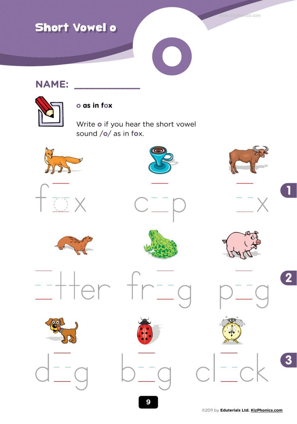 Phonics O | Ztiara | Live Worksheets