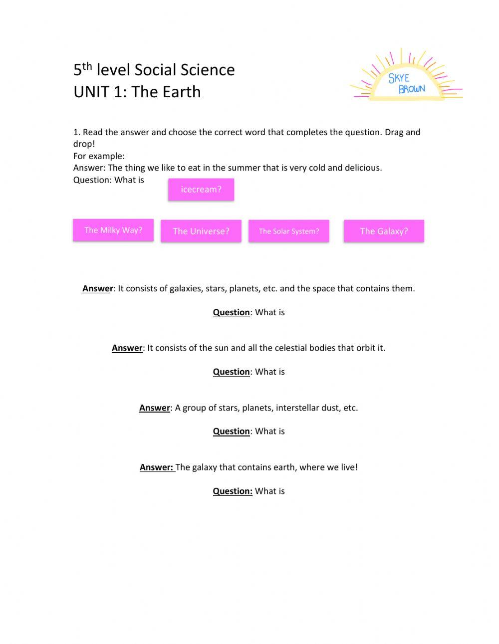 5th Level Social Science Unit 1 worksheet | Live Worksheets