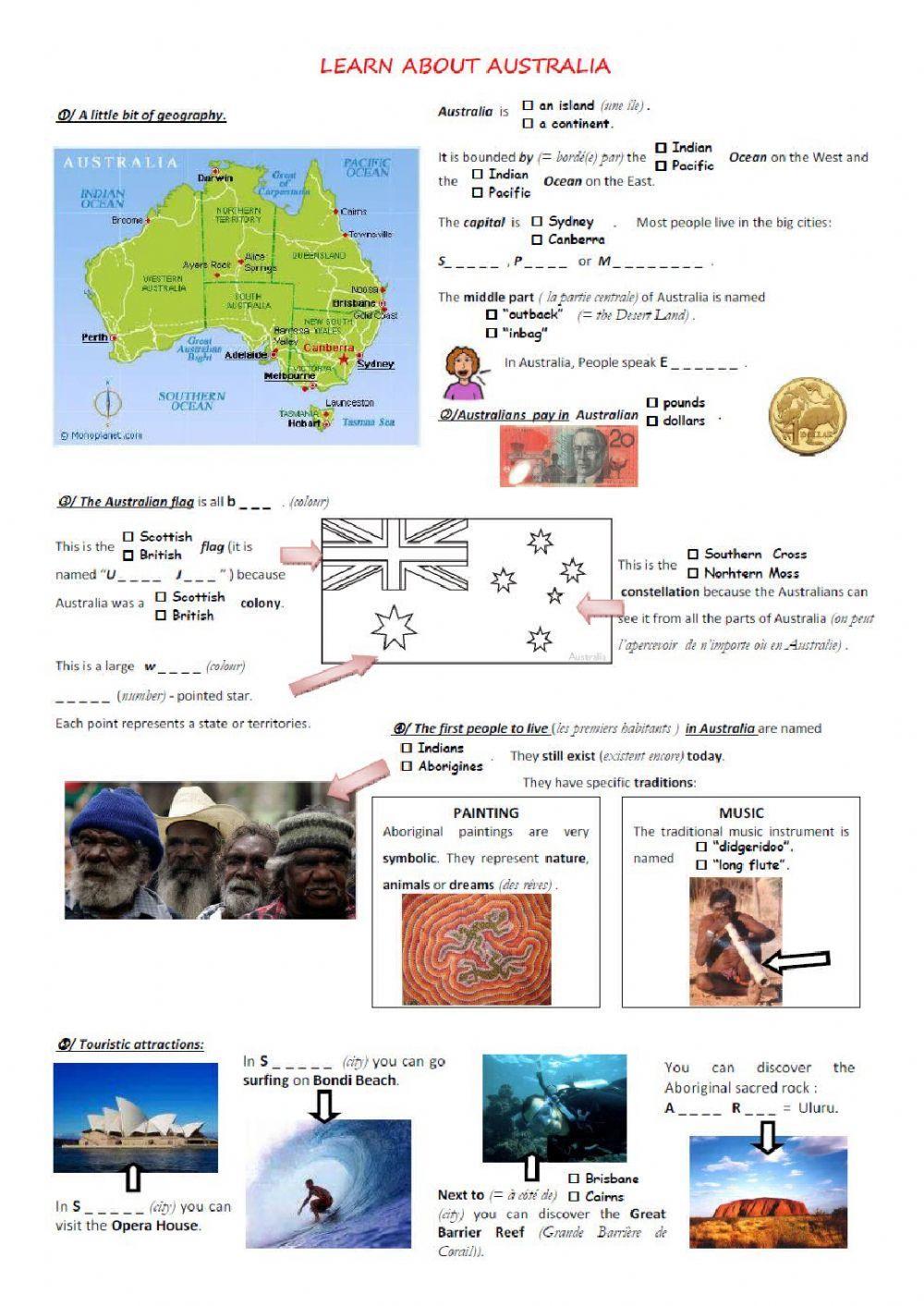 Learn about Aus… | Free Interactive Worksheets | 229497