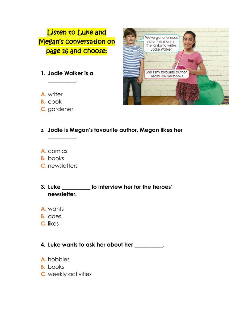 Listening comprehension free online worksheet | Live Worksheets
