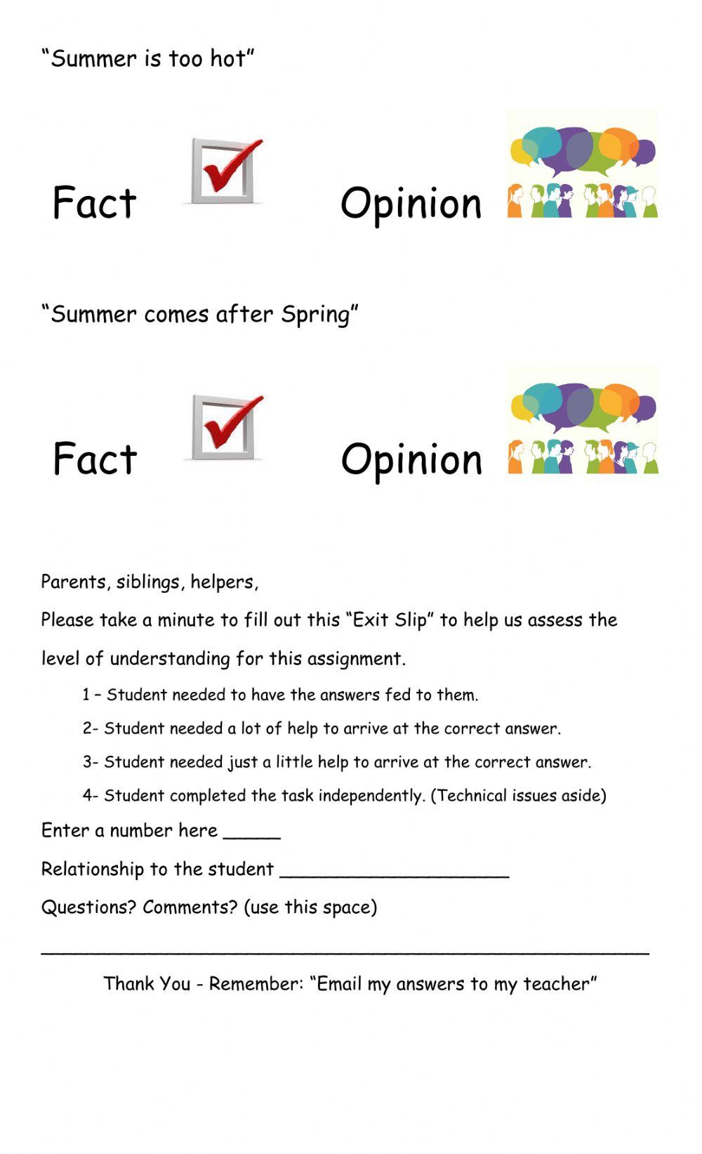 Fact-opinion worksheet | Live Worksheets