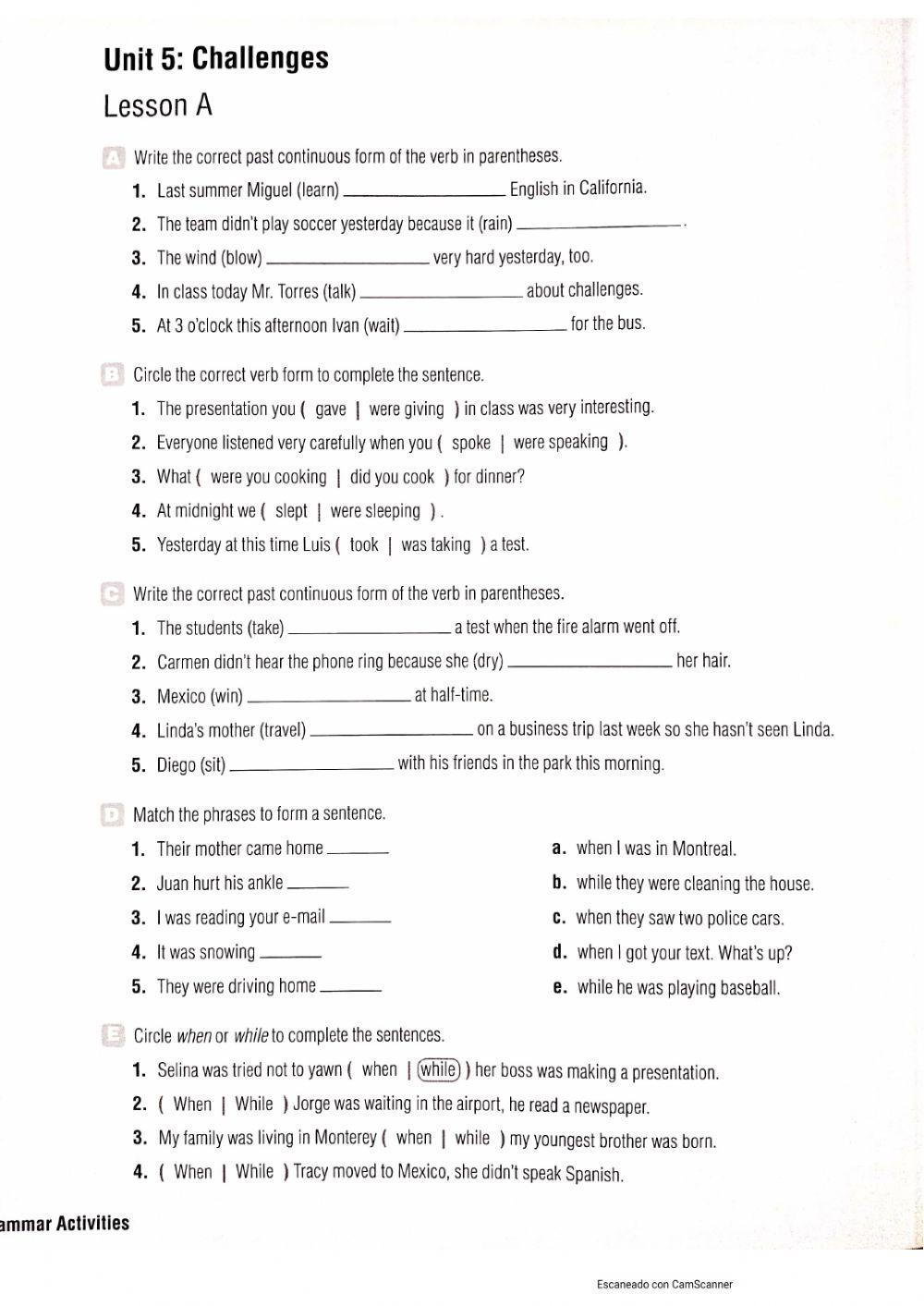 Grammar practice unit 5 worksheet | Live Worksheets