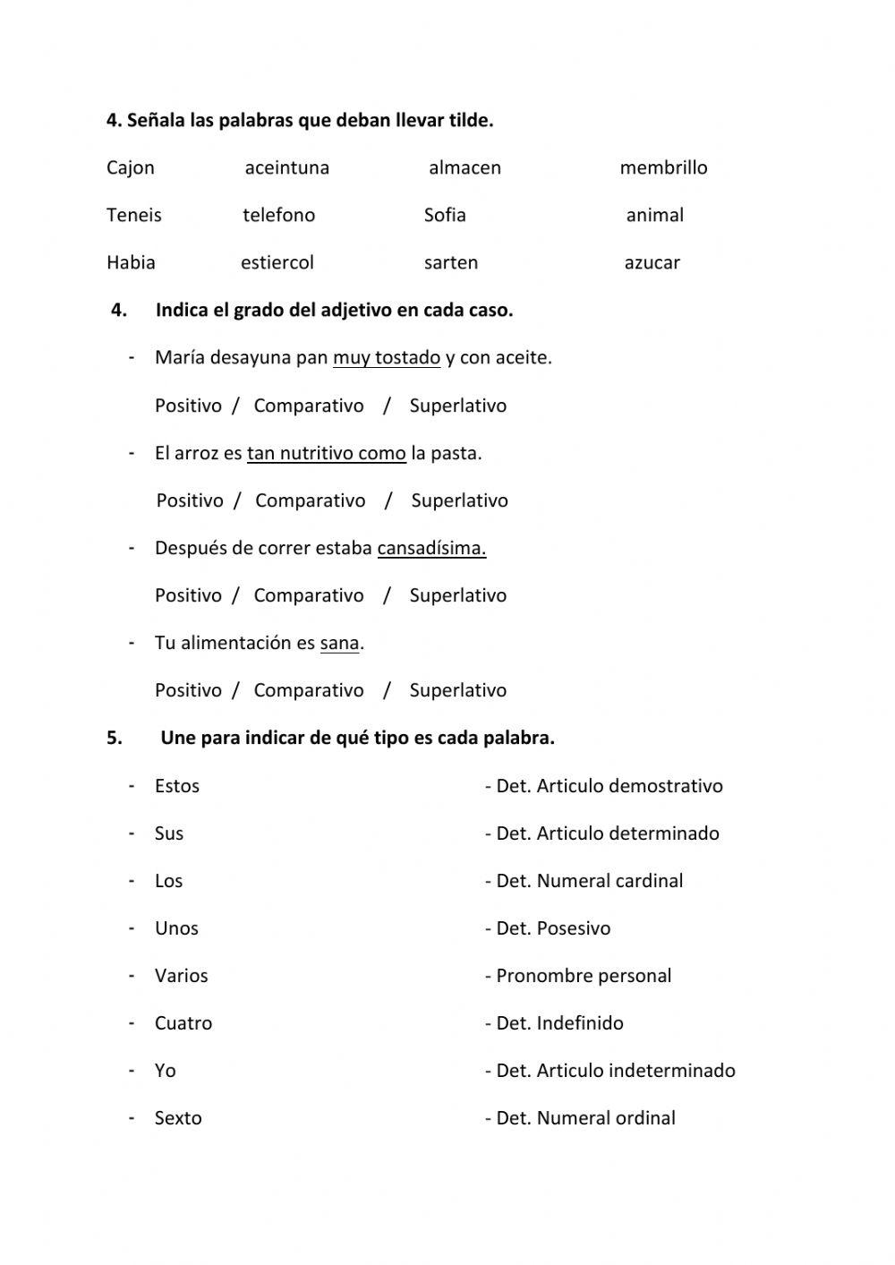 Actividad evaluable (repaso 1er trimestre) worksheet | Live Worksheets