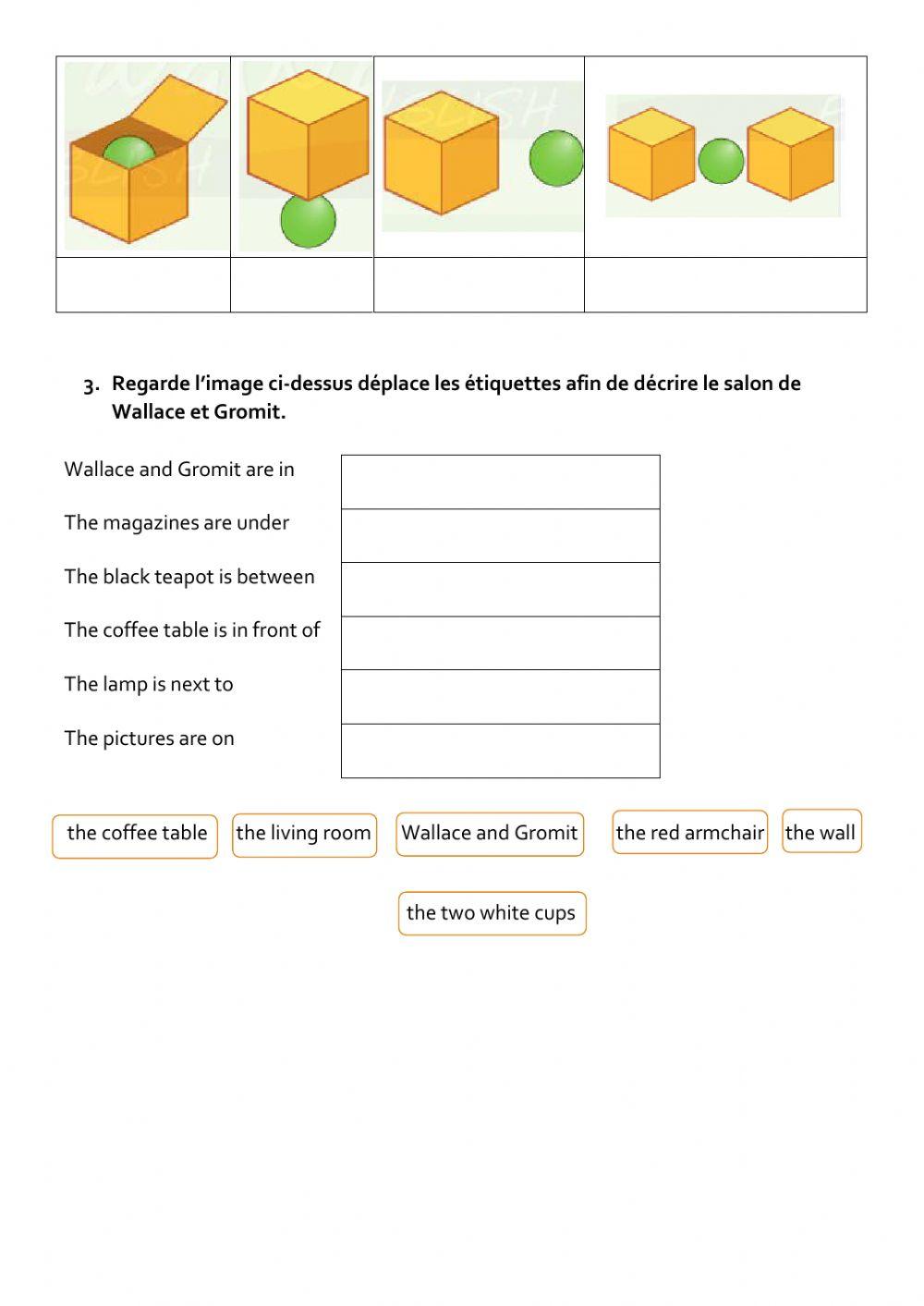 Wallace and Gromit's living room worksheet | Live Worksheets