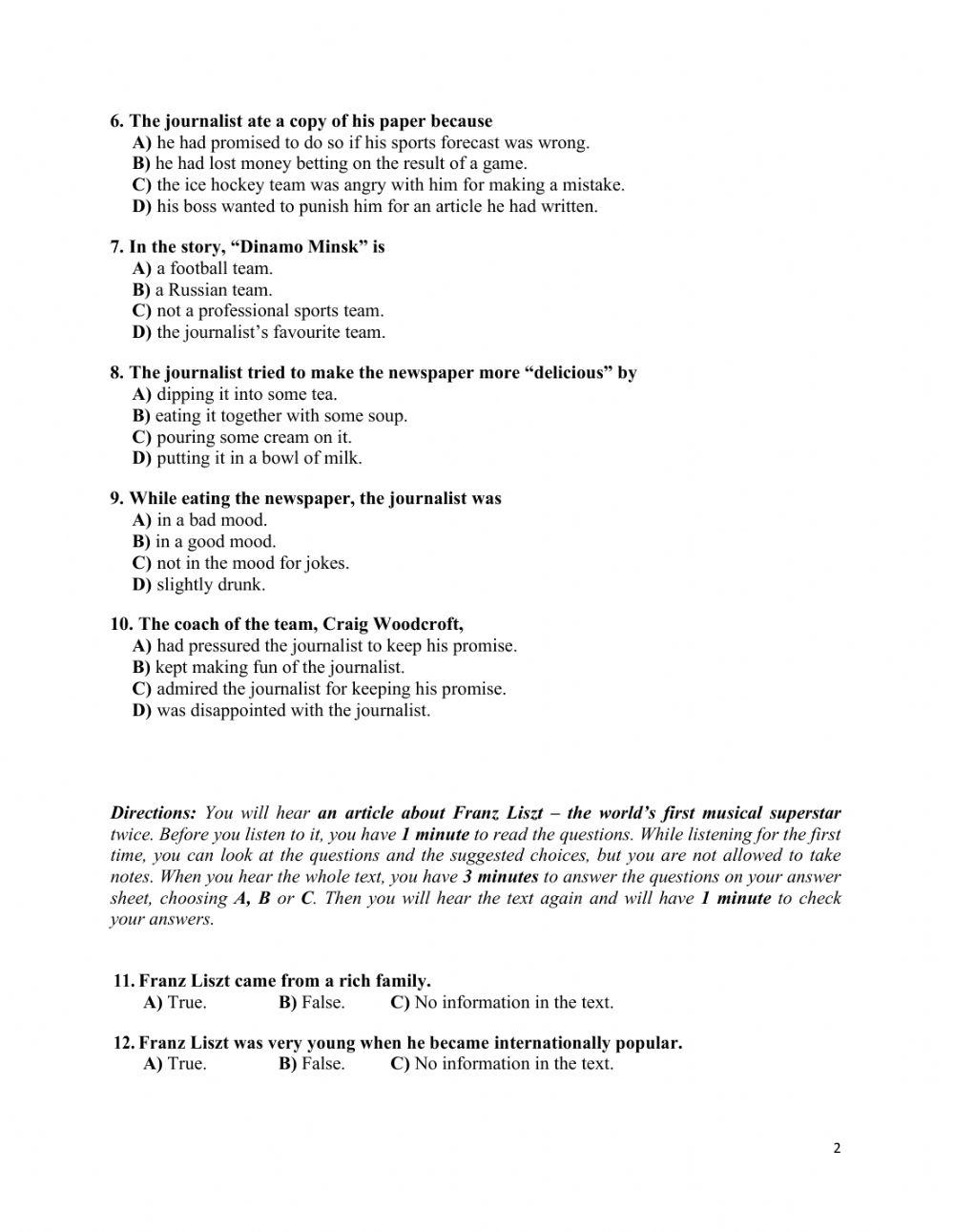 English State Exam Practice - TEST 22 MODULE 1&2 worksheet | Live ...