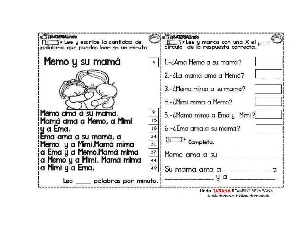 La sílaba: ma,me,mi, mo, mu worksheet | Live Worksheets☀️ Experimente a ...