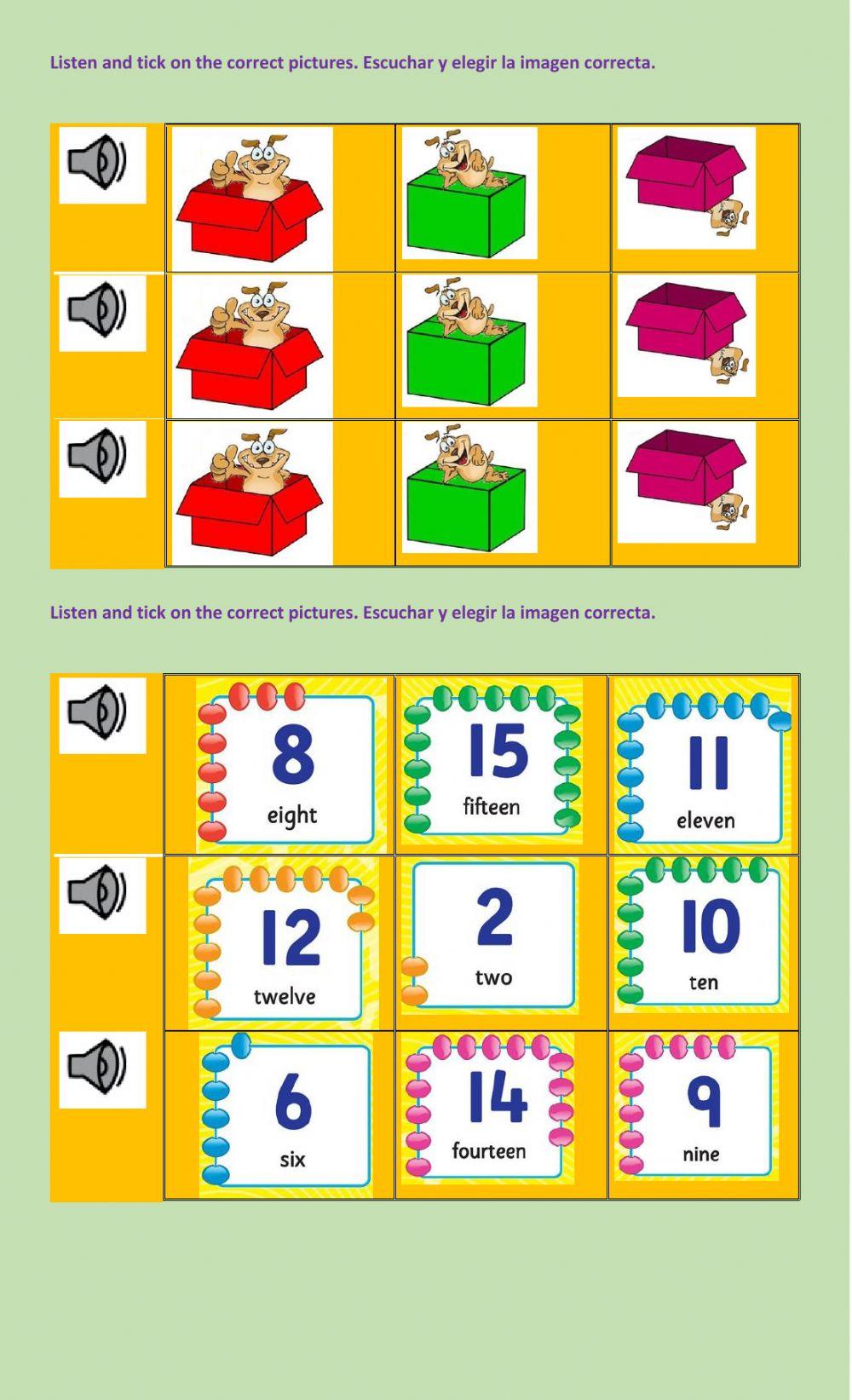 Numbers and Prepositions worksheet | Live Worksheets