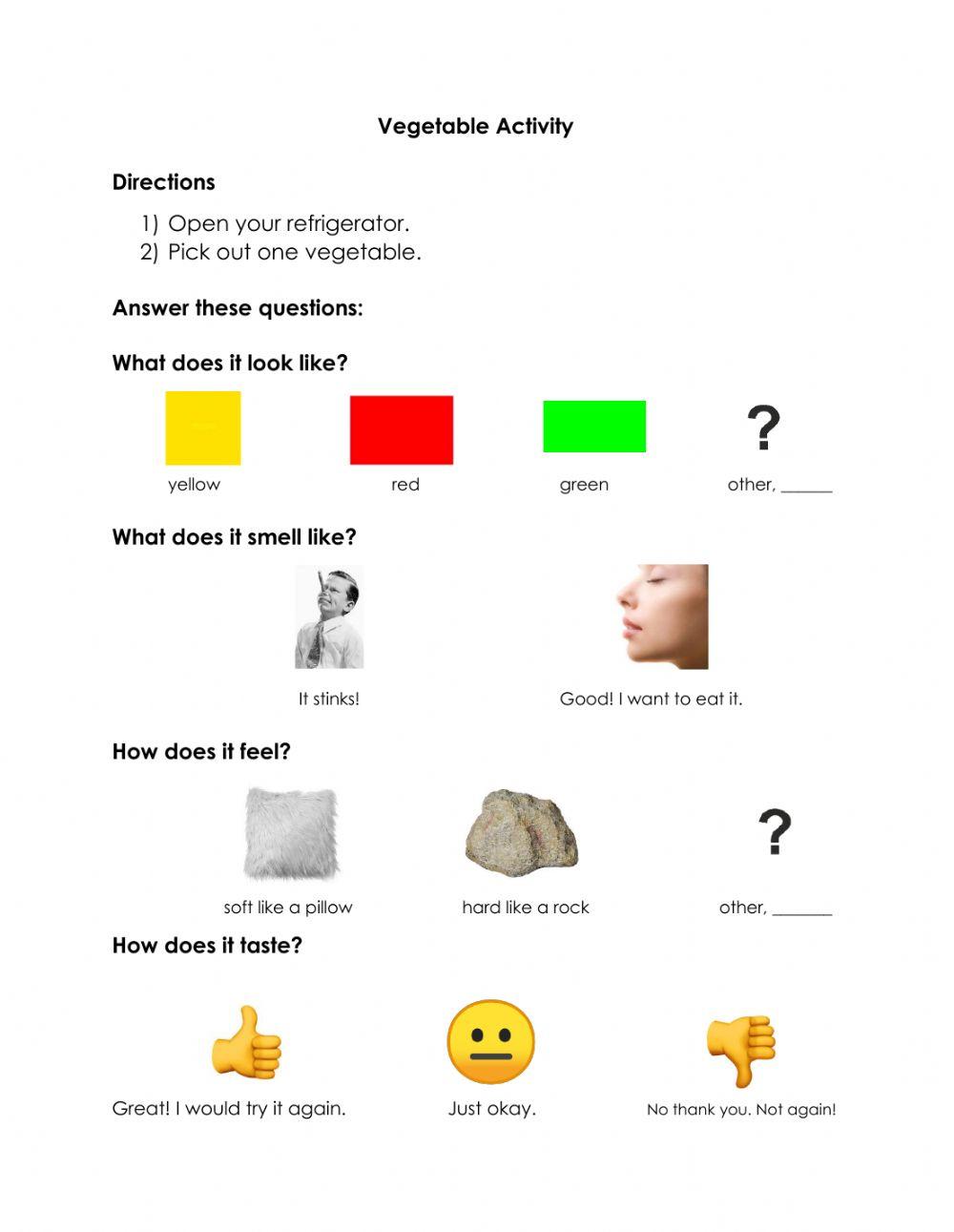 Vegetable Activity worksheet | Live Worksheets